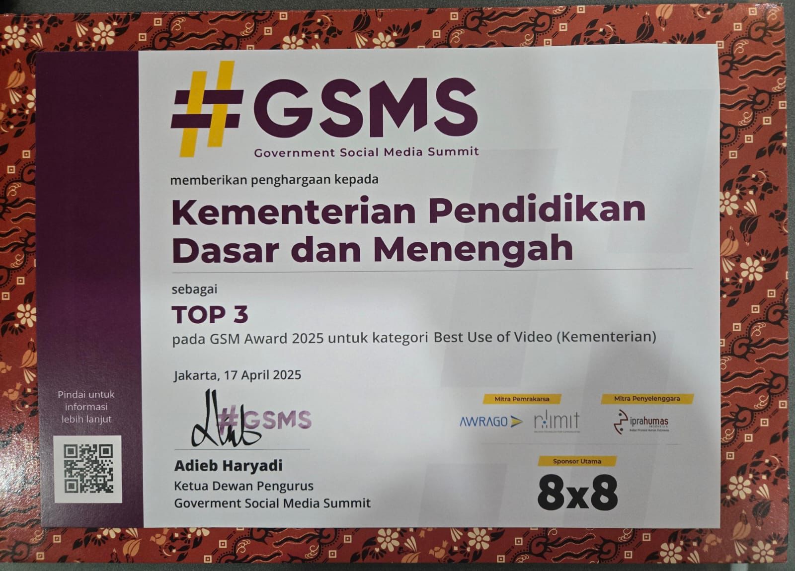 Siaran Pers: Kemendikdasmen Raih Penghargaan GSM Award 2025 Kategori ...